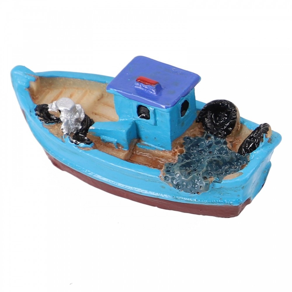 DIY Resin Craft Model Small Blue Boat Figure Micro Garden Boat Toy ...