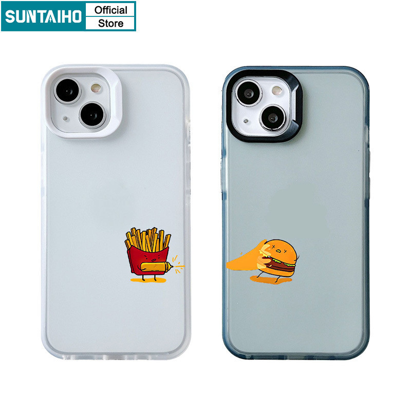Suntaiho Funny Casing French Fries Burger Pattern Clear Frosted Case ...