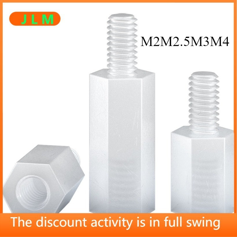 ((JLMN) Spacer Column M2M2.5M3M4 White Hexagon Nylon Column Screw Plastic Stud Isolation Column ...