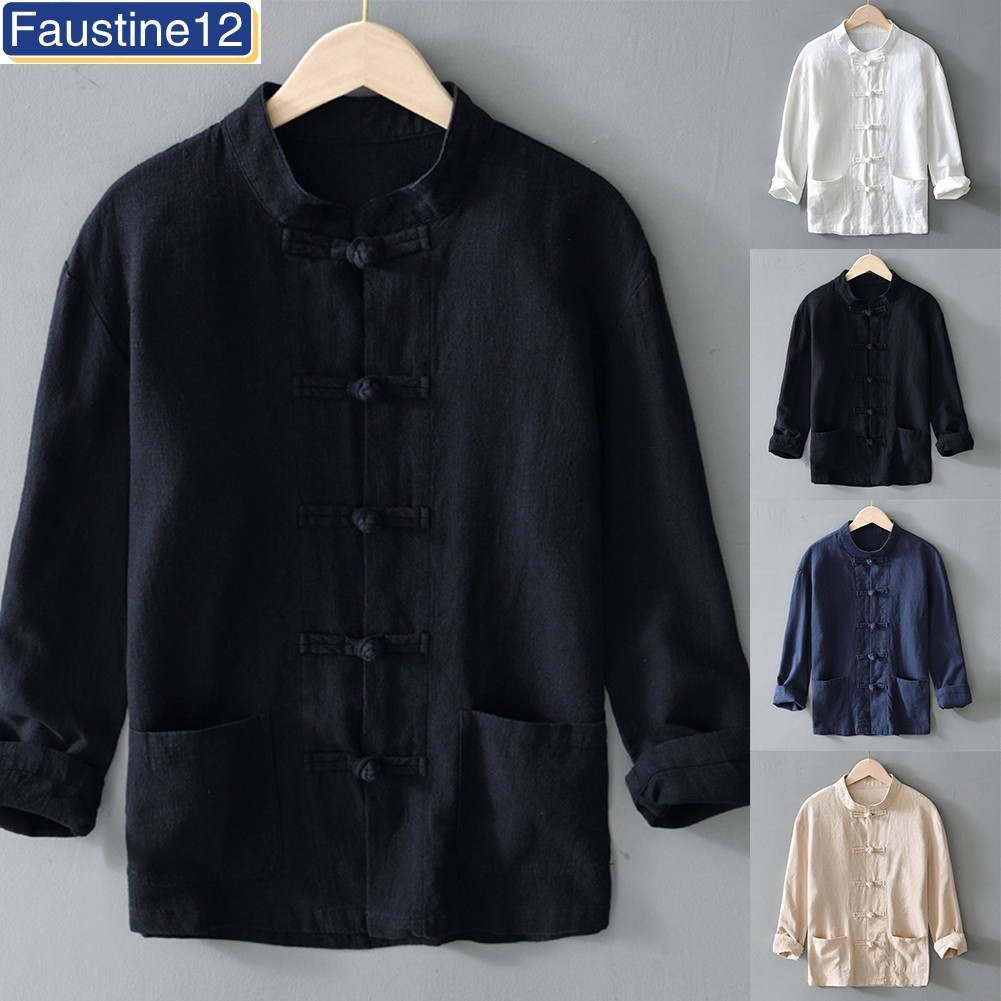 [Faustine 0626] Men Chinese Traditional Kung Fu Tai Chi Coat Tang Suit ...