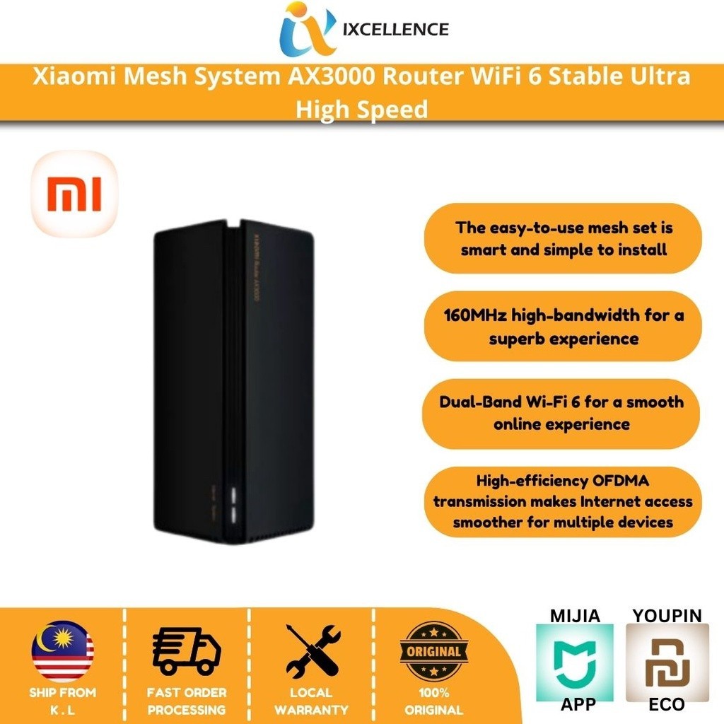 [IX] Xiaomi Mesh System AX3000 Router WiFi 6 Stable Ultra High Speed ...