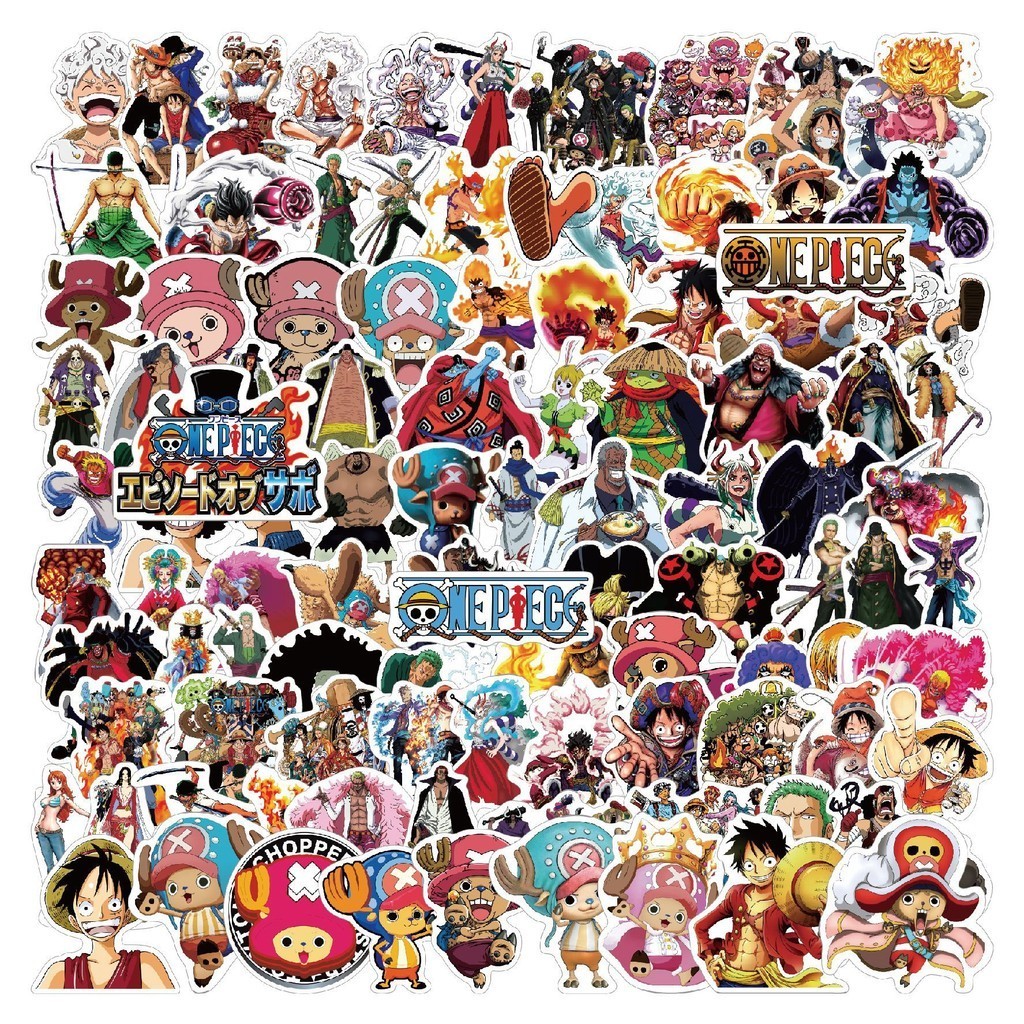 ONE PIECE (PIRATE KING) 100 pcs Waterproof Non Repeating Stickers Pack ...