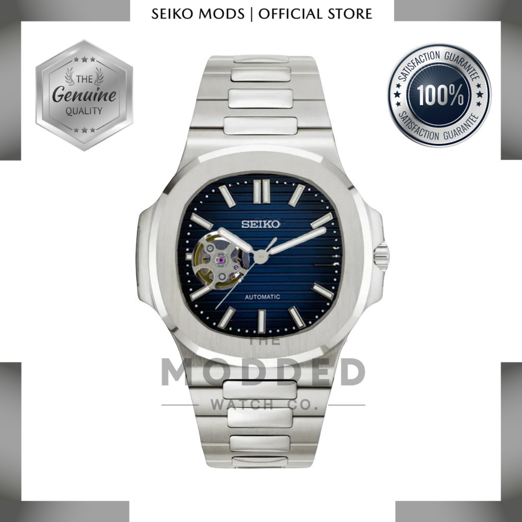 [MODDED] SEIKO MOD NAUTILUS 41MM BLUE DIAL SKELETON DIAL | Shopee Malaysia
