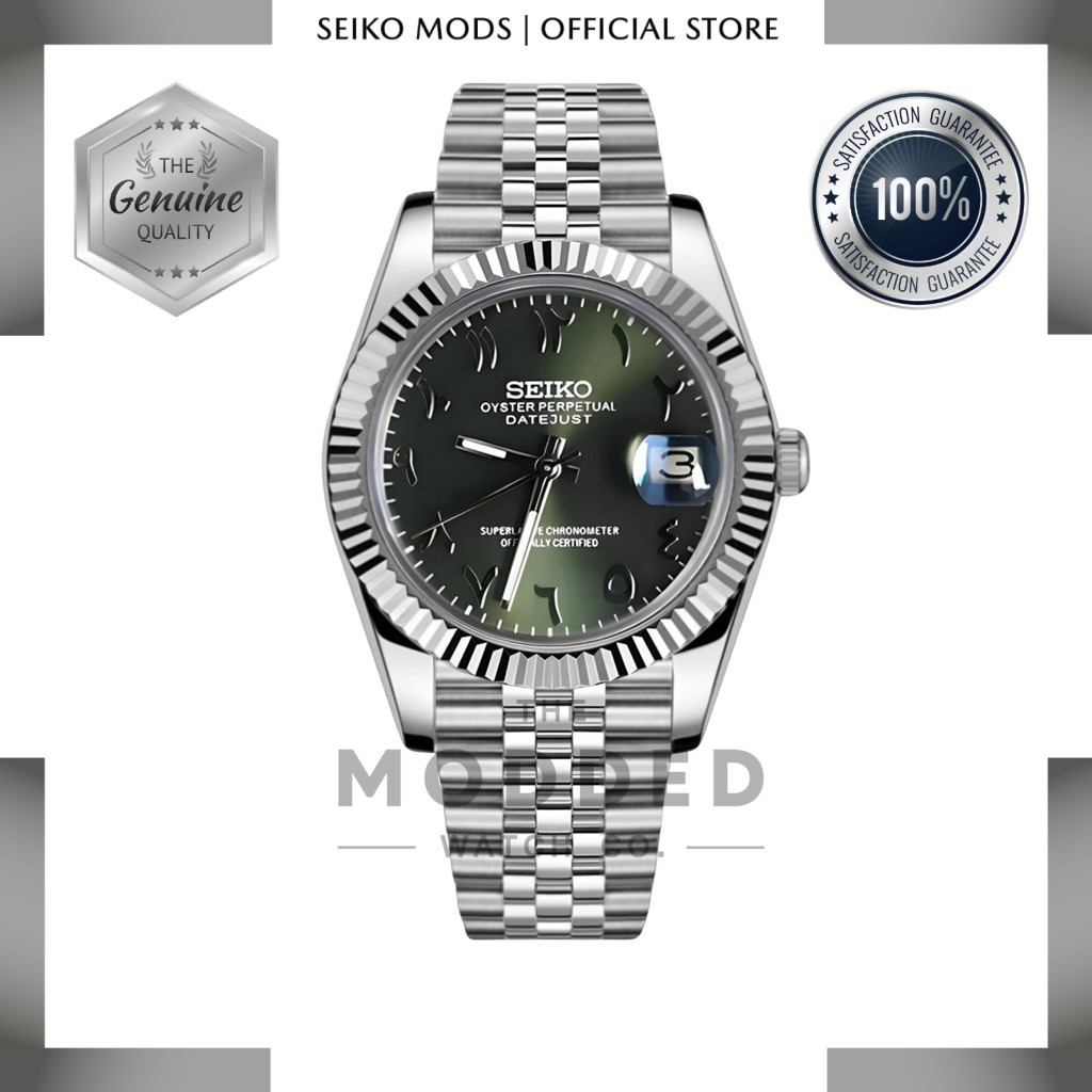[MODDED] SEIKO MOD DATEJUST 36MM / 40MM ARABIC MINT GREEN DIAL JUBILEE ...