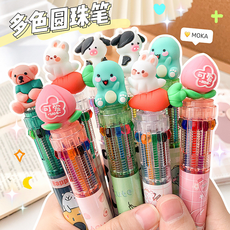 筆袋 Kartun comel 10 warna pen alat tulis pembelajaran tekan ballpoint ...