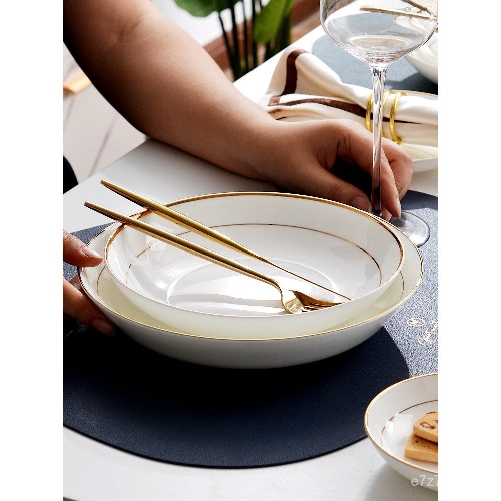 Pinggan Pinggan Kegunaan Rumah Seramik Rim Emas Pinggan Dalam Tangshan ...