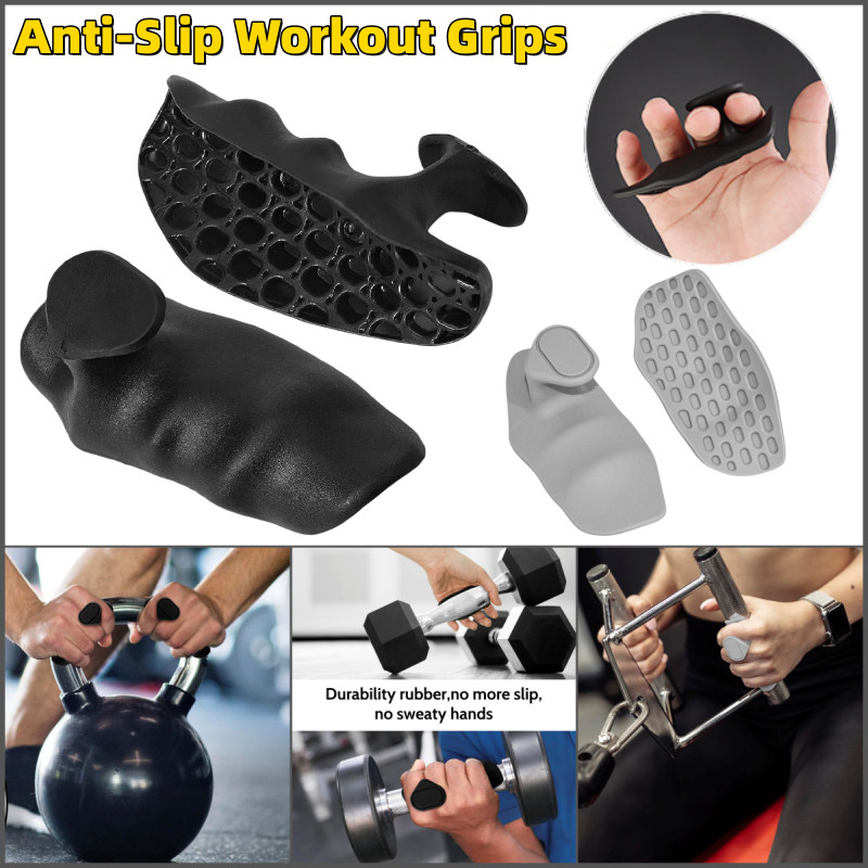 (Local Stock) 1Pair Rubber Unisex Anti-Slip Workout Grips Anti-Slip ...