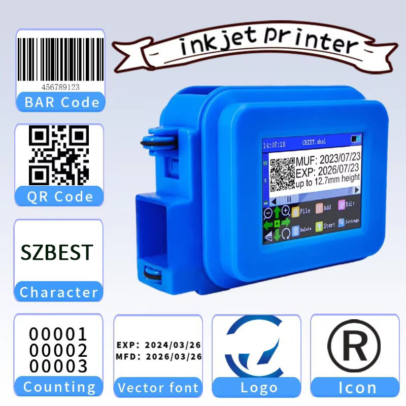 12.7mm Mini Portable Printer QR Bar Batch Code Date Number Logo Expiry ...