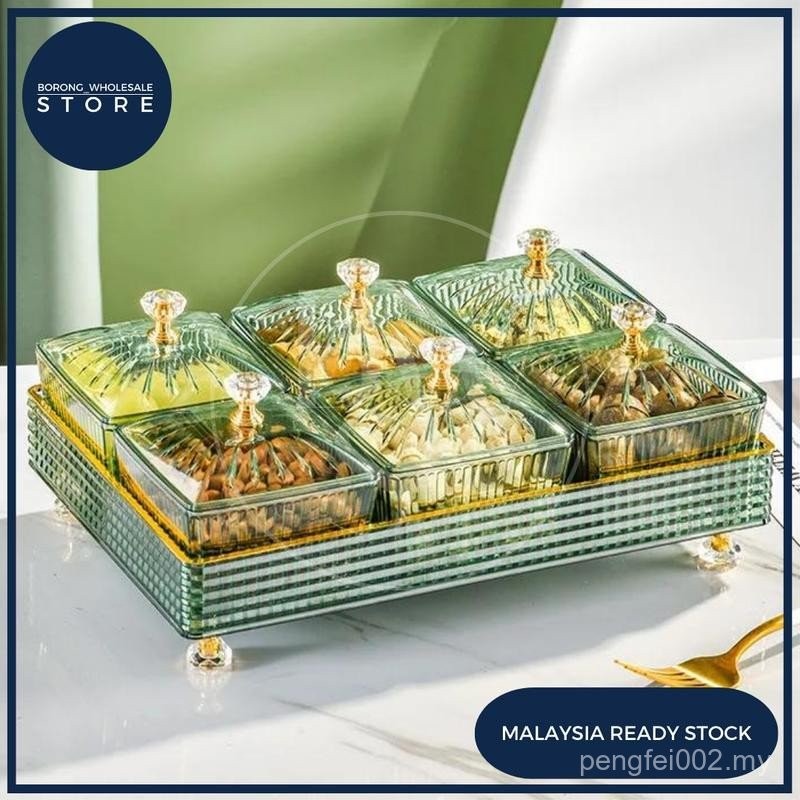 6 in 1 Acrylic Bekas Kuih Raya With Tray Set Bekas Kuih Raya Dengan ...