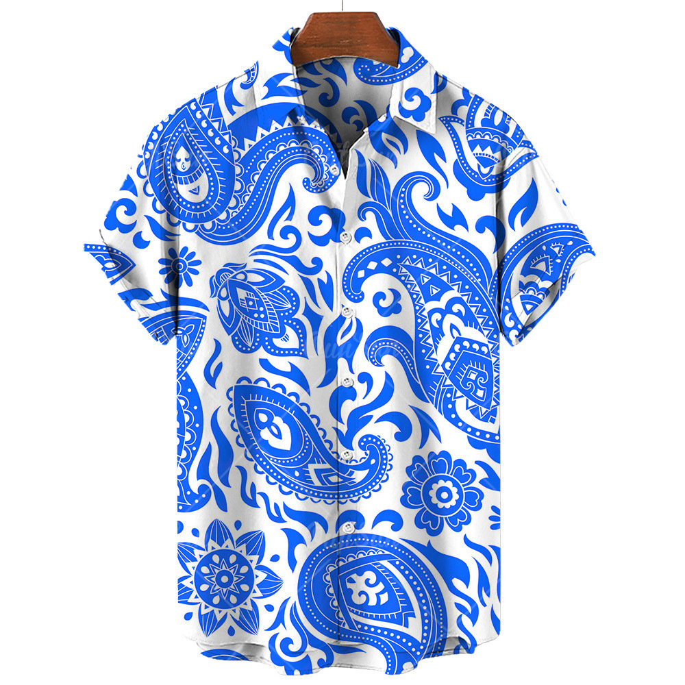 Bohemian Style Shirts for Men Comfortable Soft Summer Hawaiian Short ...