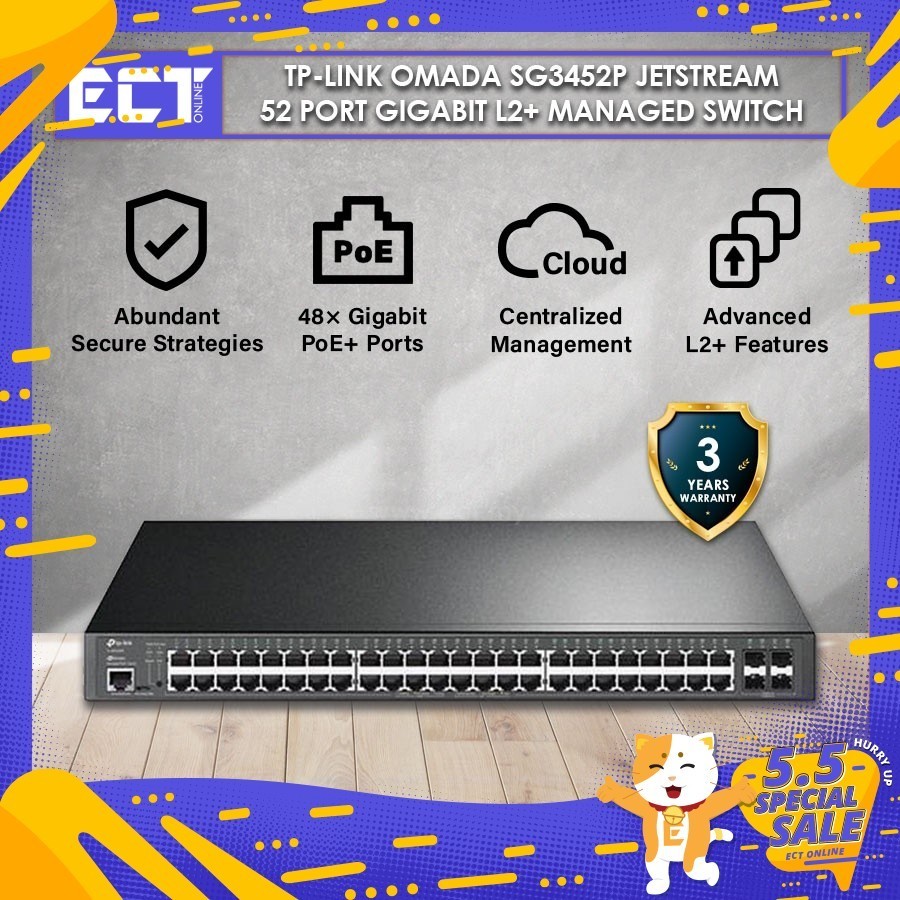 TP-Link Omada SG3452P JetStream 52 Port Gigabit L2+ Managed Switch With ...