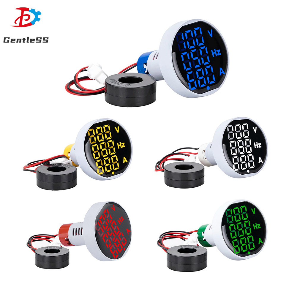 49MM 3-in-1 Voltage Current Frequency Meter Round LED Digital Voltage ...