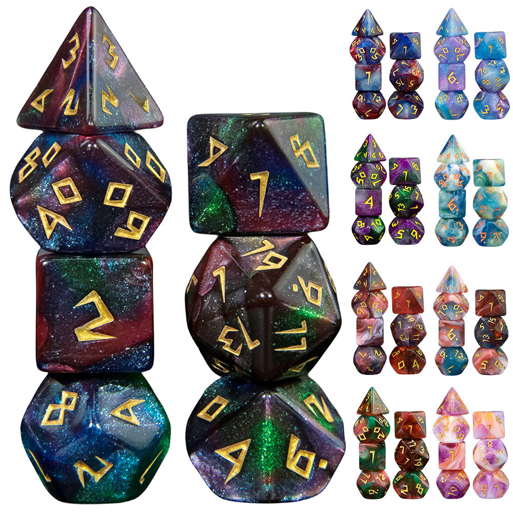 Mixed Color Glitter DND Dice,Polyhedron Dice Set 7-Piece D4 D6 D8 D10 ...