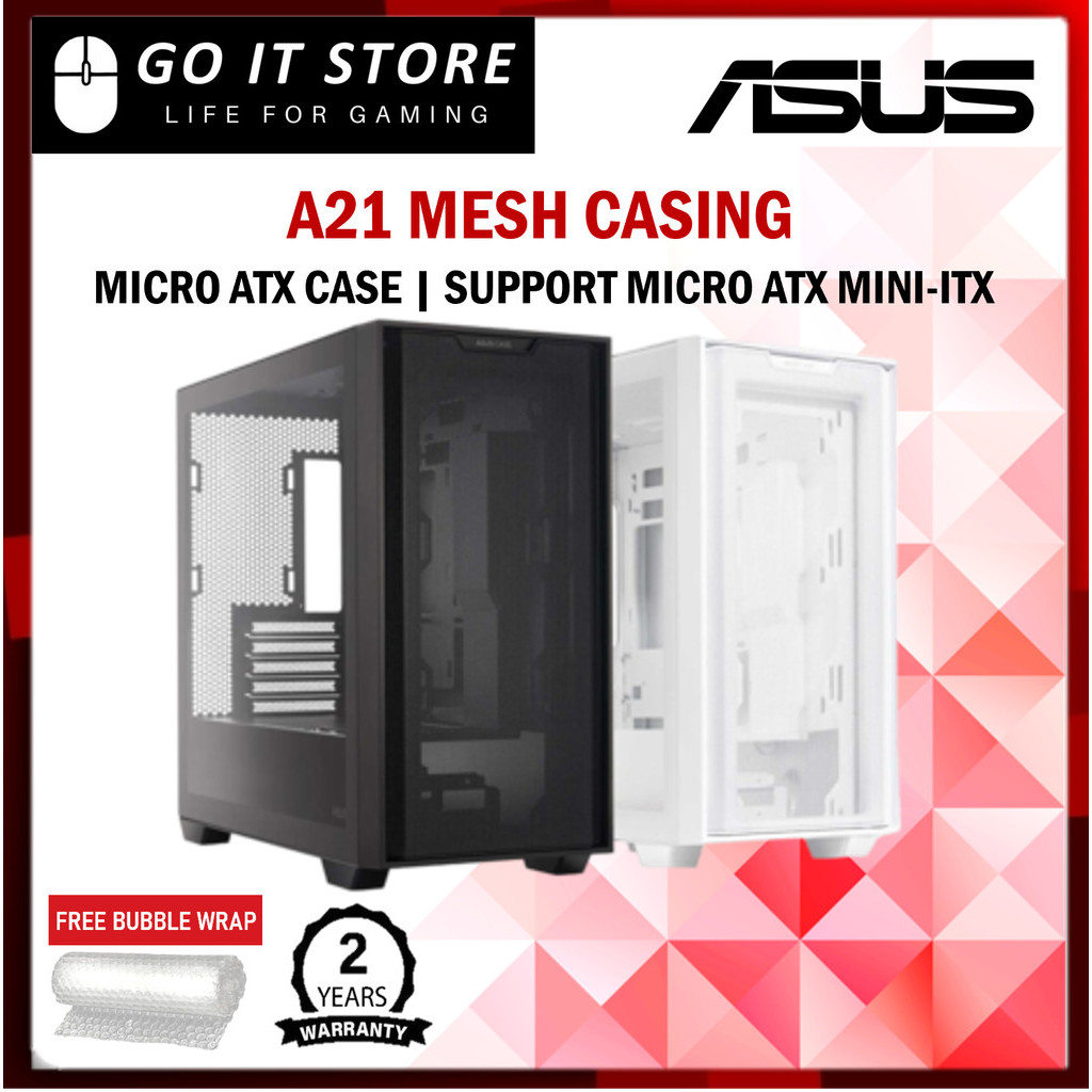 ASUS A21 MESH m-ATX PC CASING (BLACK / WHITE) | Shopee Malaysia