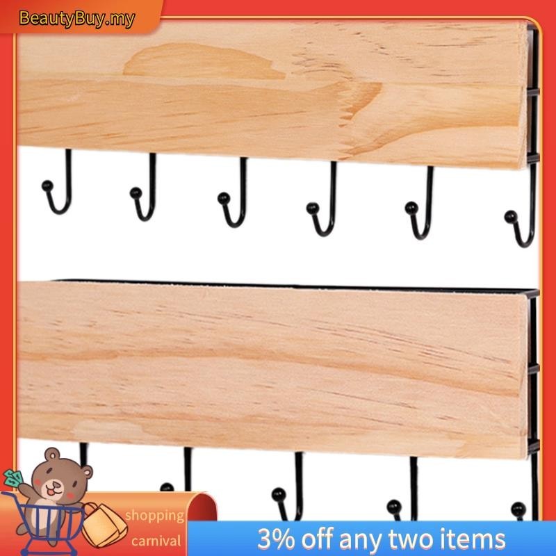 [In Stock]Modern and Simple Wrought Iron Wooden Hook Rack Home Clutter ...