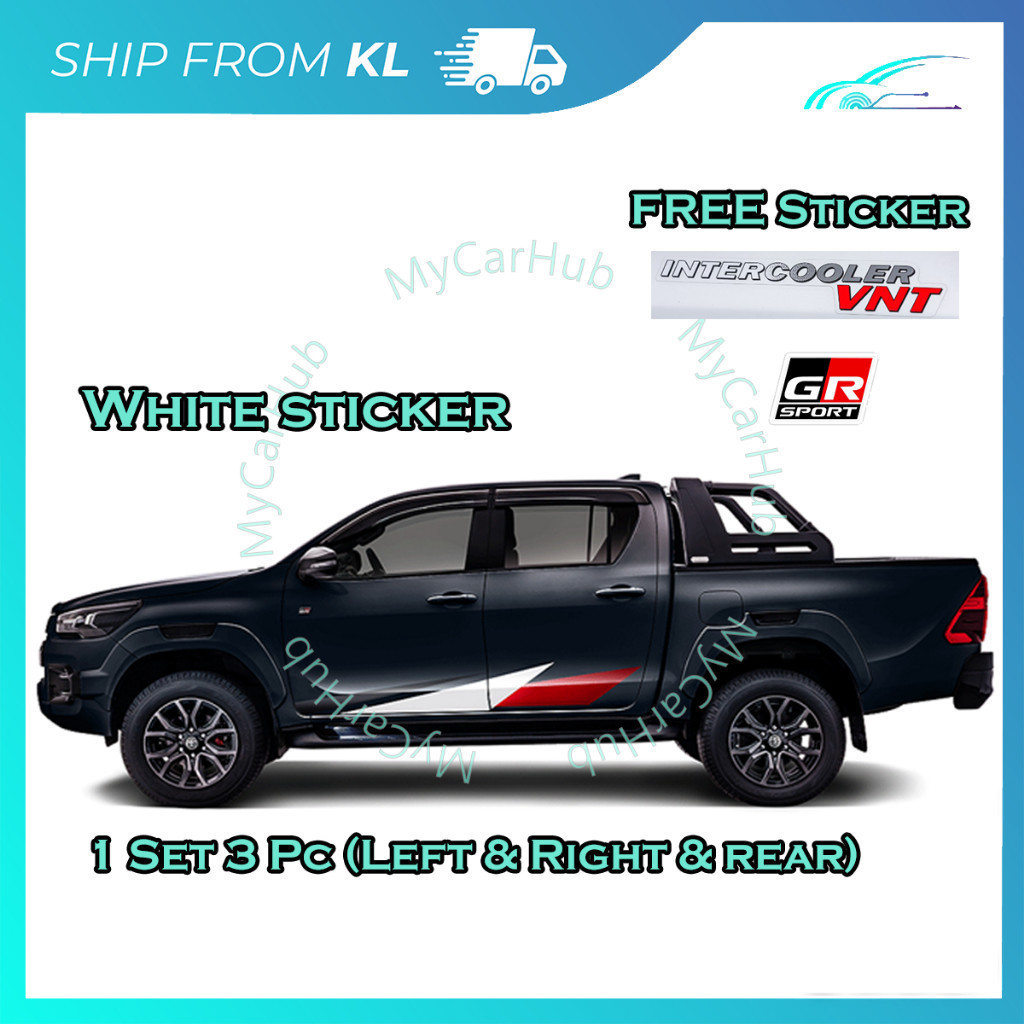 Toyota Hilux GR Sport 2023 Body Sticker White and Red Colour | Shopee ...