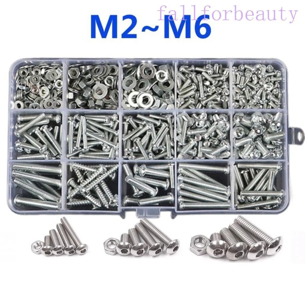 FALLFORBEAUTY Socket Cap Head Screw Bolt Nut Set, M2 M3 M4 M5 M6 Round ...