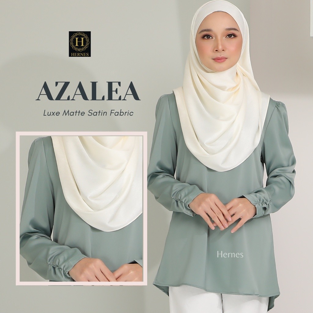HERNES AZALEA BLOUSE MATTE SATIN BLOUSE MUSLIMAH EXCLUSIVE BLOUSE LABUH BLOUSE CANTIK WOMEN ...