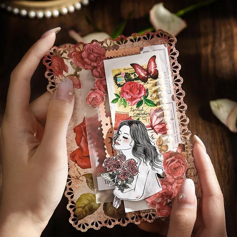 10Pieces Material Paper Hollow Rose letterhead Lace handbook Material ...