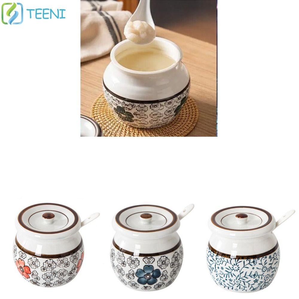 TEENI Ceramic Seasoning Bottle, with Lid Chinese Traditional Japanese ...