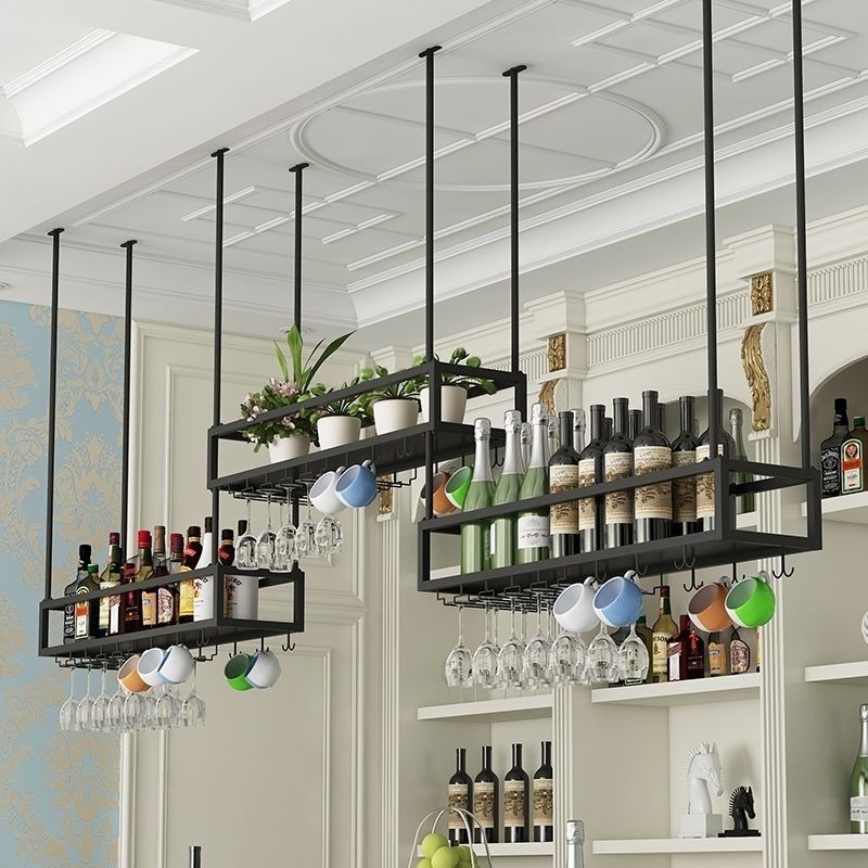 Hanging Wine Glass Holder Upside Down Household Wine Rack Ornaments Bar ...