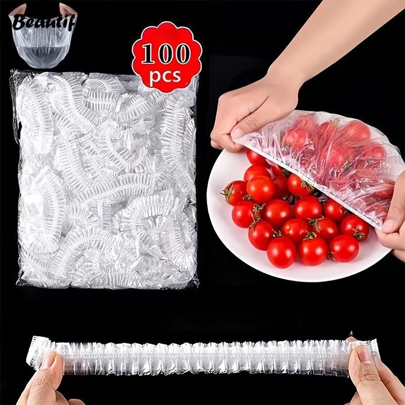 10/50/100 Pcs Disposable Plastic Wrap Cover Food Grade PE Film Covers ...