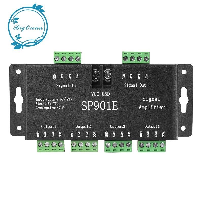 SP901E LED Pixel SPI Signal Amplifier Repeater Addressable LED Strip and Dream Color ...
