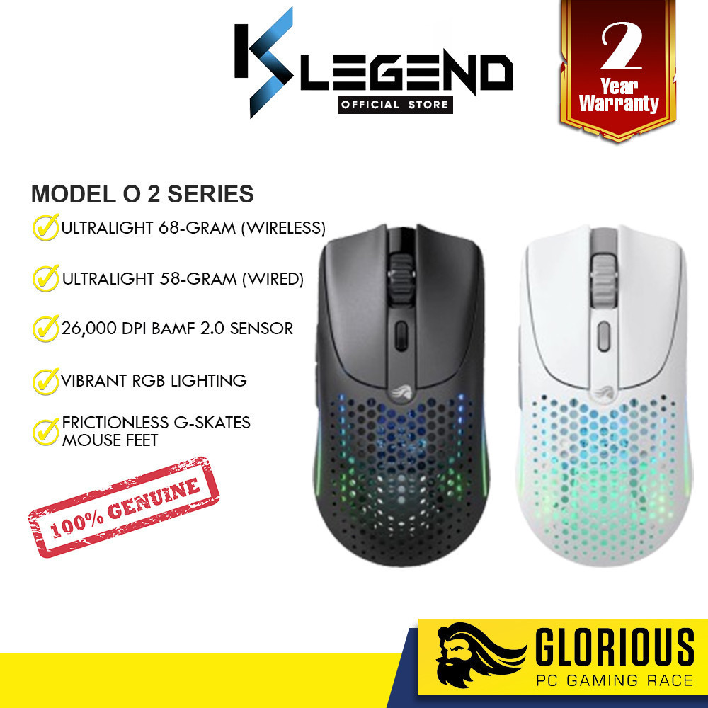 Glorious Model O 2 Wired / Wireless Gaming Mouse ( 26,000 DPI / Vibrant ...