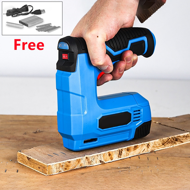 Portable Electric Stapler Lithium-ion Cordless Nail Gun Wood Frame ...