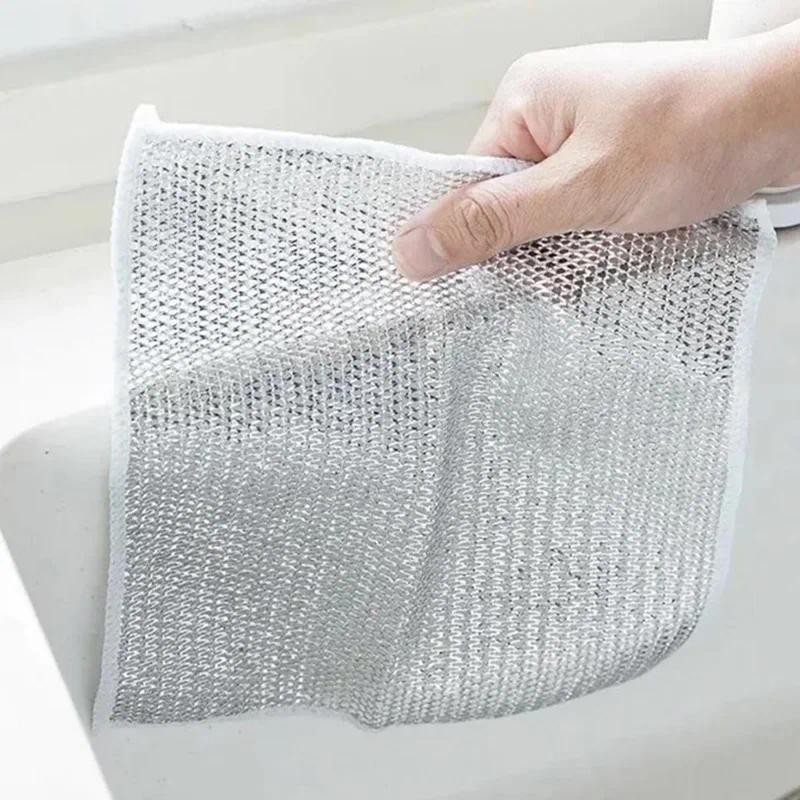 Kitchen Dish Towels Scouring Pad Towel Metal Steel Wire Cleaning Cloth ...