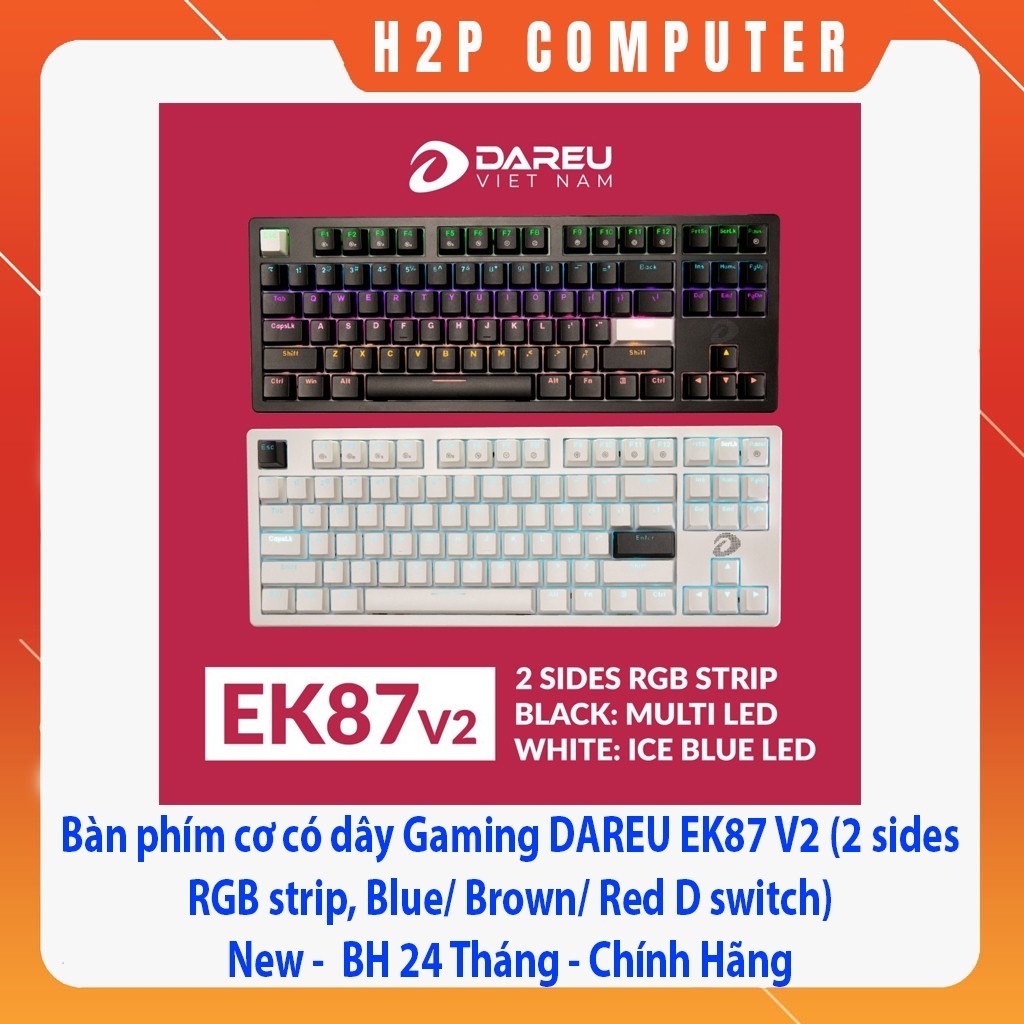 Dareu EK87 v2 Gaming wired mechanical keyboard (2 sides RGB strip, Blue ...