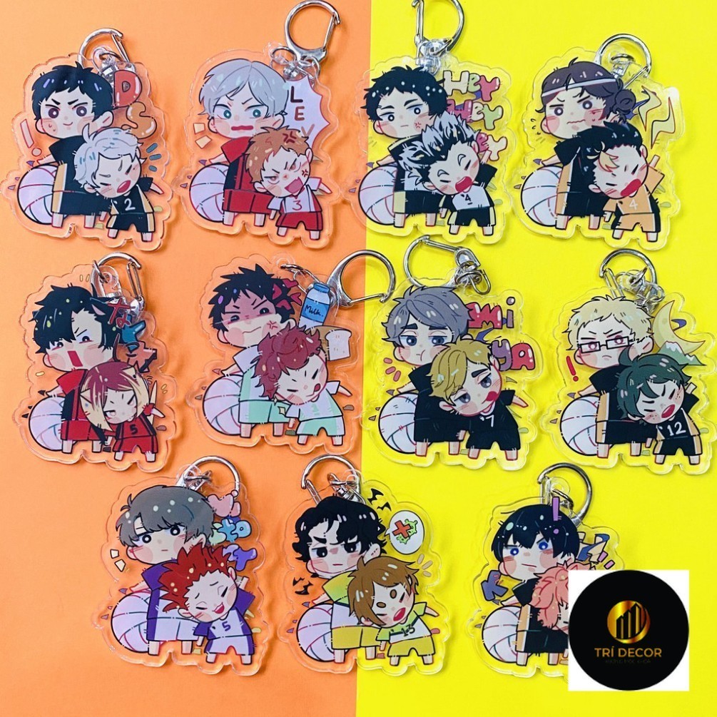 (COUPLES) HAIKYUU Keychain!! Volleyball king printed with anime chibi ...
