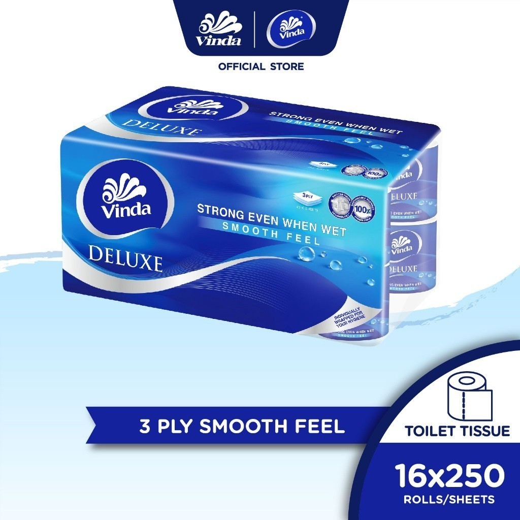 Vinda Deluxe Smooth Feel Toilet Tissue 3 Ply (16 Rolls) | Shopee Malaysia