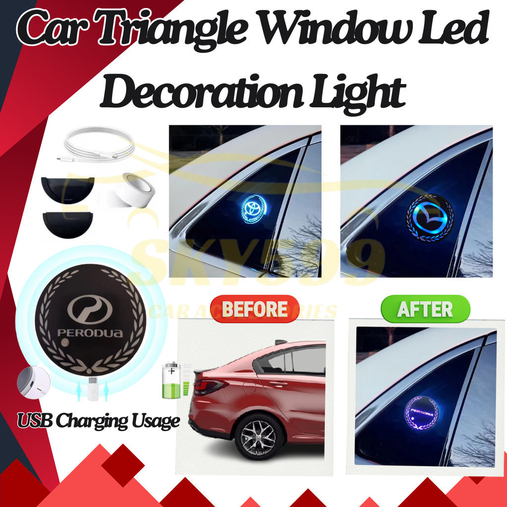 Universal Car Triangle Window LED Decorate Light Car Rear Window ...