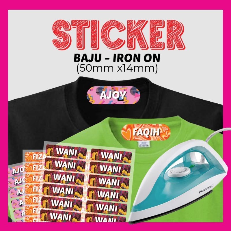 Sticker Label Baju & Iron On Label, Pelekat Nama Baju,Iron on patch ...