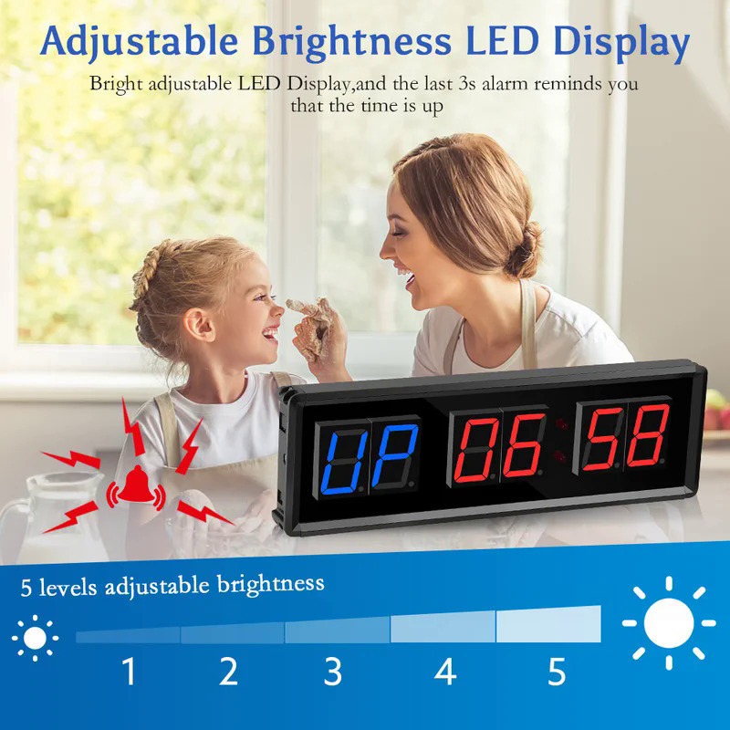 2.3 inch 6-digit exercise cycle interval exercise countdown clock with remote control gym timer ...