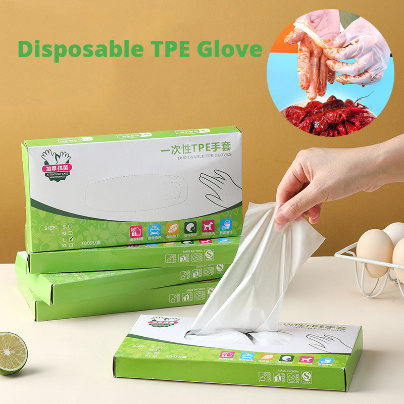 70pcs Disposable TPE Gloves Food Grade Clear Plastic Glove Kitchen ...