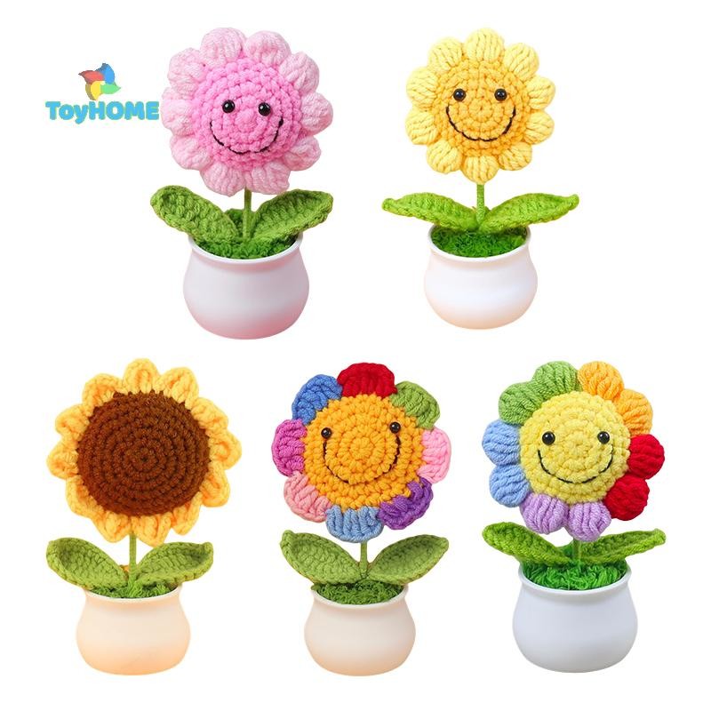 GPHA> 1 Piece Creative Artificial Flowers Cute Crochet SunFlower Pots ...