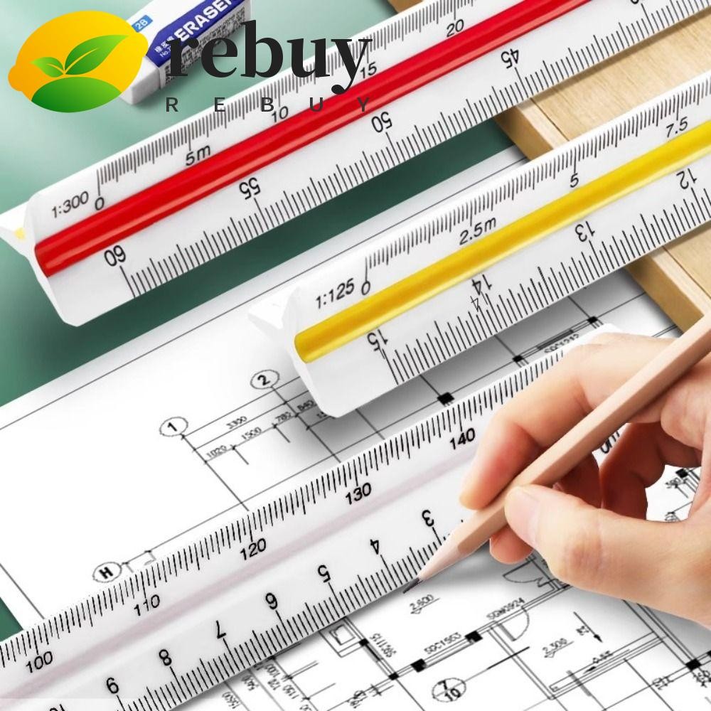 REBUY Triangular Scale Ruler, 30cm Measuring Drawing Ruler, Stationery ...