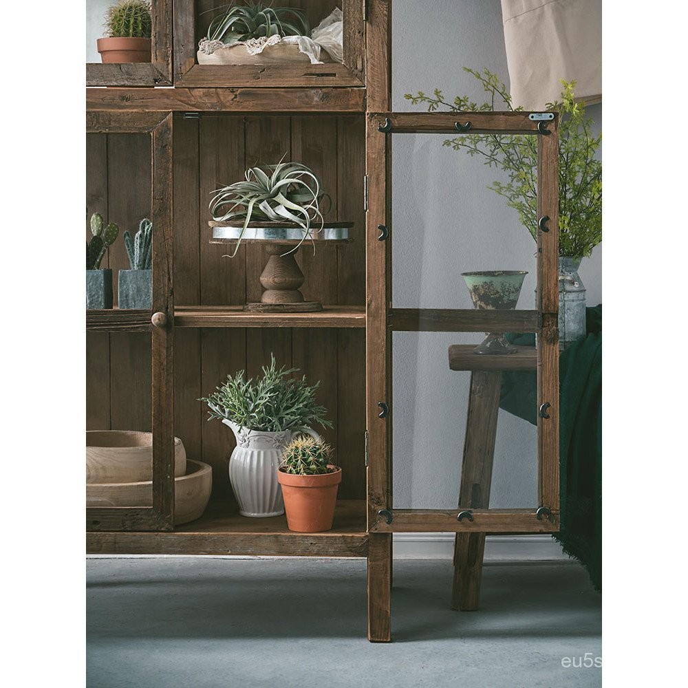 Runjia Home Kabinet Kaca Desa Amerika Moden Penuh Kayu Pejal Bermasalah ...