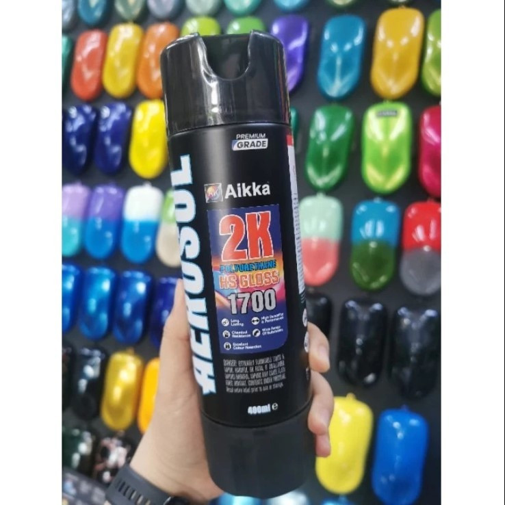 AIKKA 1700 2K POLYURETHANE GLOSS PU PAINT SPRAY TIN - BLACK / ENKEI WHITE / ENGINE GREY / BREMBO ...