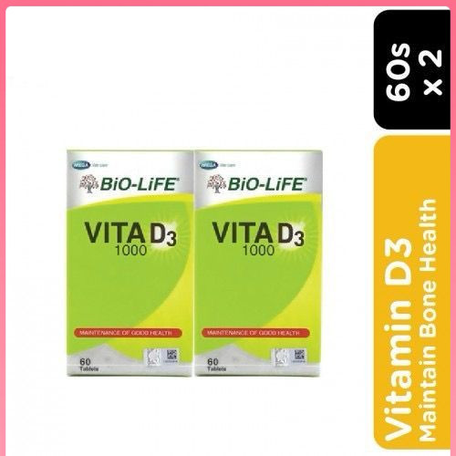 BIO-LIFE VITA D3 1000 (2 x 60 tablets) Strong Bone & Teeth | Shopee ...