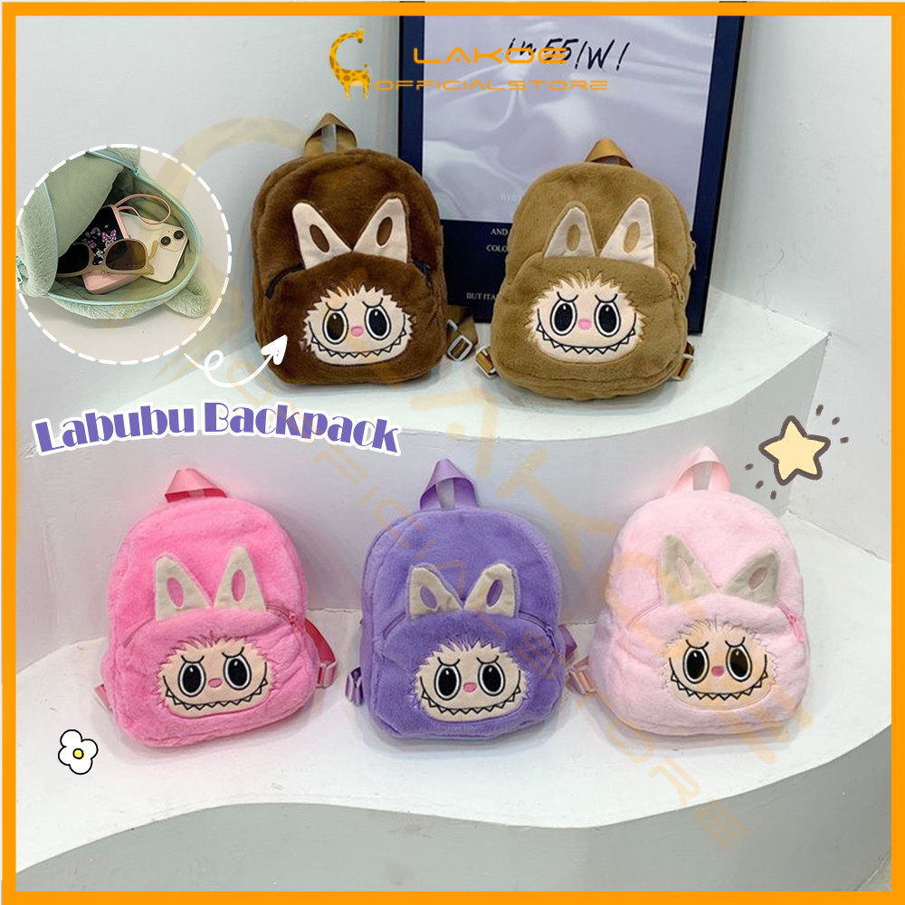 LAKOE Cartoon Labubu Backpack Kindergarten School Bag Labubu Plush ...