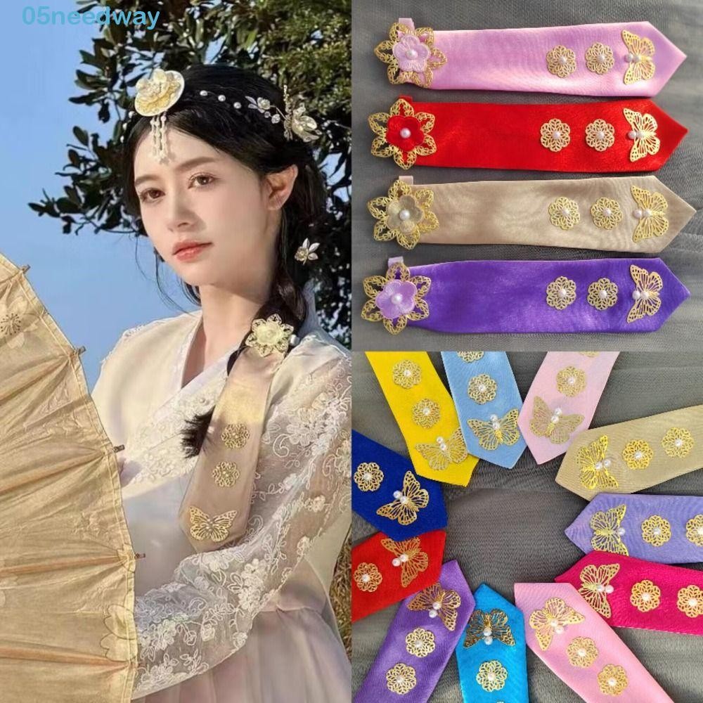 NEEDWAY Korean Hanbok Hairband, Flower Ribbon Korean Headband, Retro ...