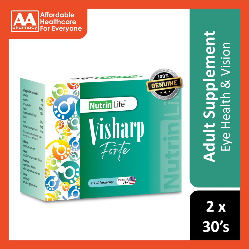 NutrinLife Visharp Forte Vegecapsule 2x30's [Improved Formulation ...