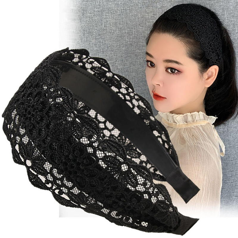 Vintage-Inspired Wide Lace Headband With Non-Slip Teeth - Perfect For ...