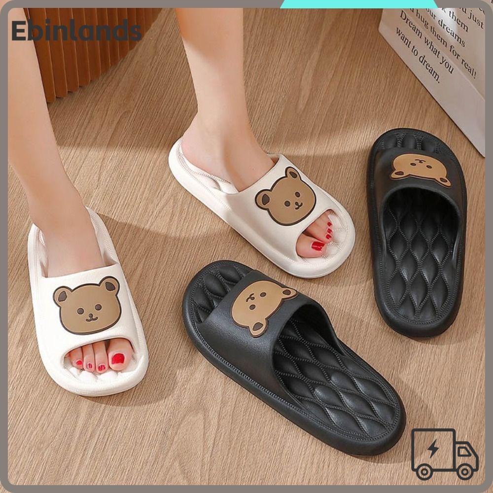 LUCKY-EBINLANDS Slippers, Cute Teddy Bear Slides, Soft Sole Non-slip ...