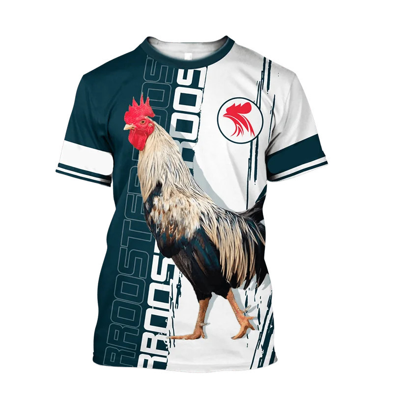 New 3d Printed Rooster Shirt Men's T-shirt Stereoscopic Graphic ...