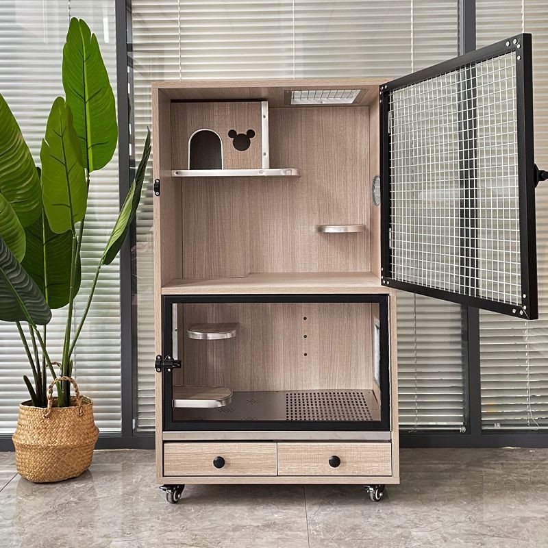 Vila Berbilang Lapisan Sangkar Chinchilla Kayu Pepejal untuk Peluncur ...