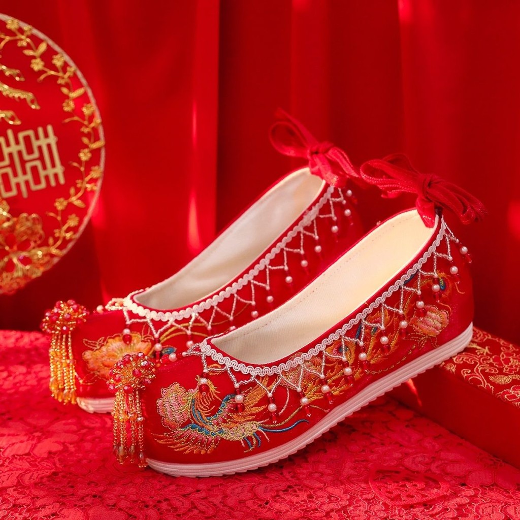 [94% Praise Rate] Red Xiuhe Shoes Women Original Pearl Flow Hanfu Shoes ...